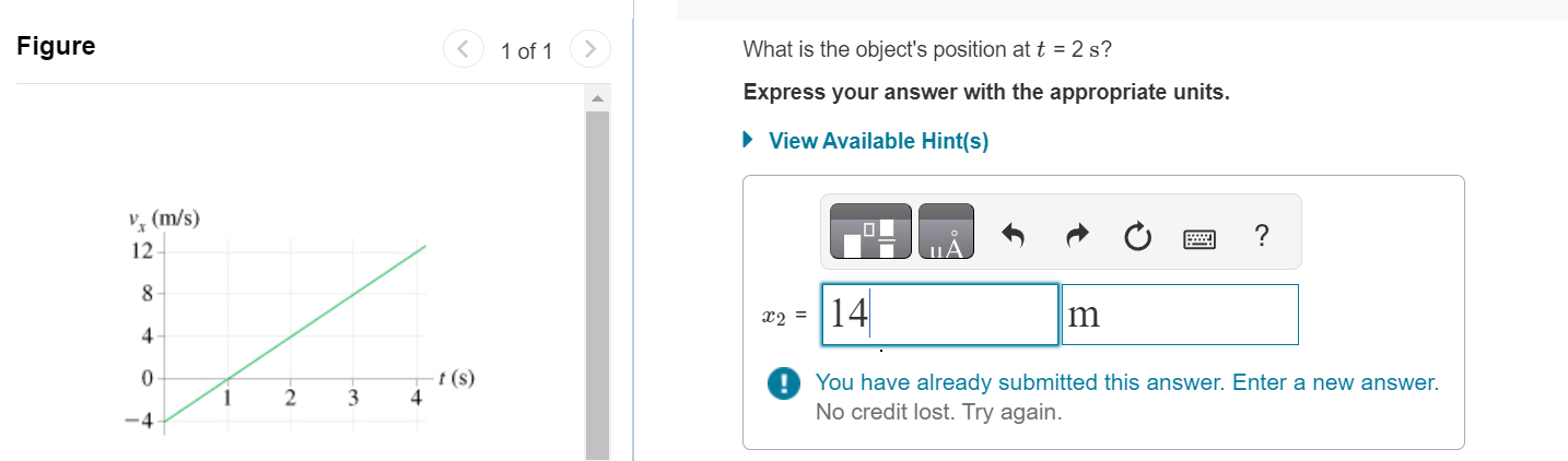 Solved FigureWhat is the object's position at t=2s ?Express | Chegg.com