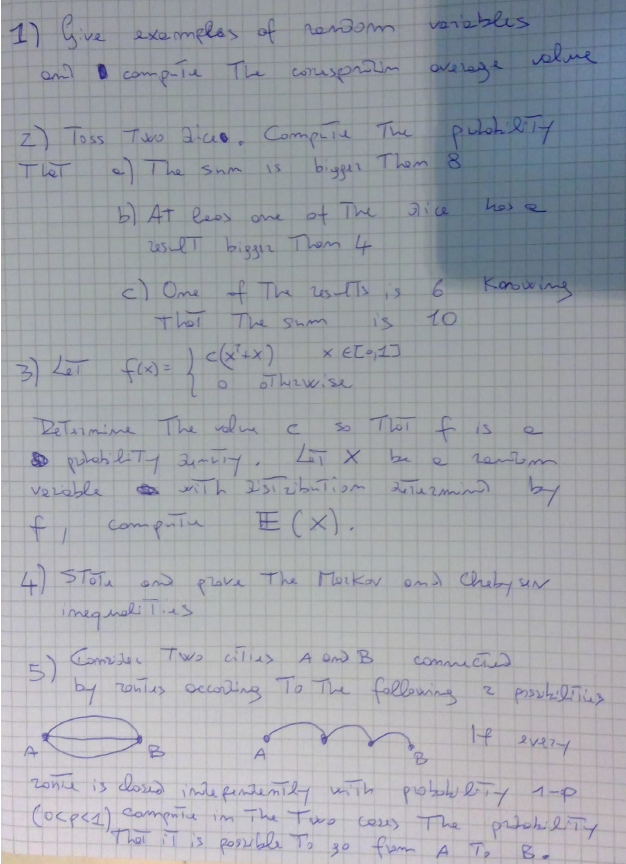 Solved 1) Give exemples of rensom variables am compute The | Chegg.com