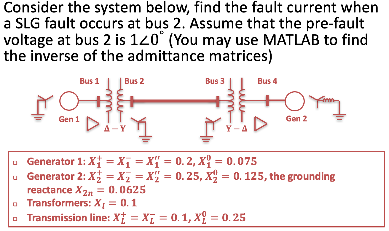 Solved Consider the system below, find the fault current | Chegg.com