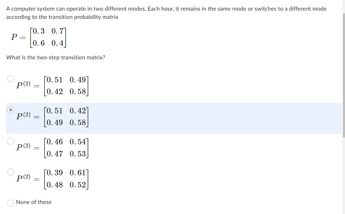 Solved A Computer System Can Operate In Two Different Modes 