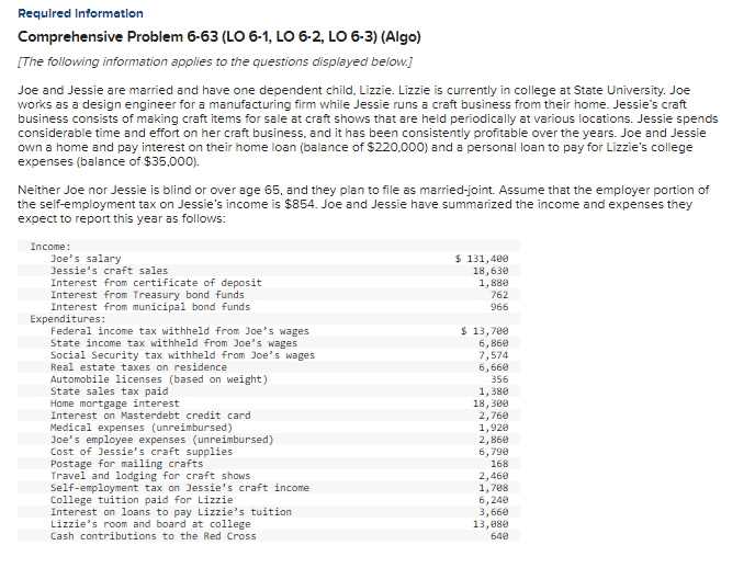 Solved Requlred Information Comprehensive Problem 6-63 (LO | Chegg.com