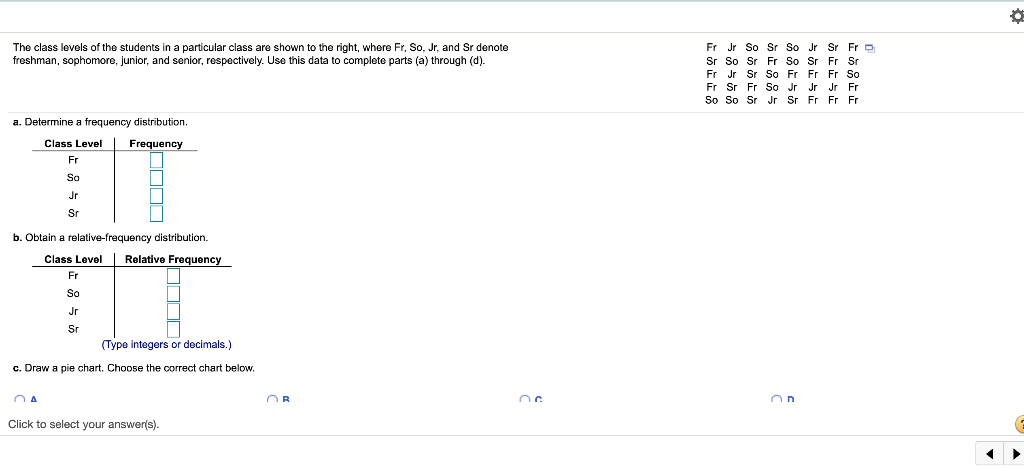 Solved The class levels of the students in a particular | Chegg.com