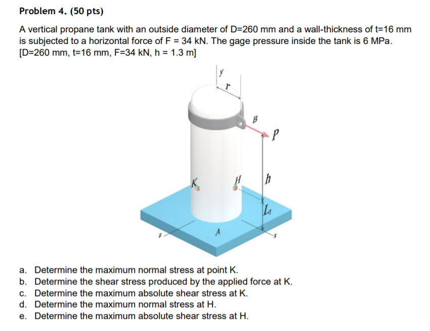 Solved Problem 4. (50 pts) A vertical propane tank with an | Chegg.com