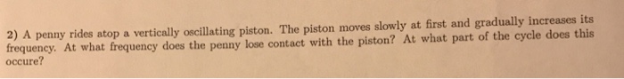 Solved 2) A penny rides atop a vertically oscillating | Chegg.com