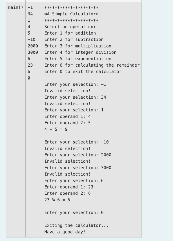 Solved Implement The Main Function Which Runs The Simple 