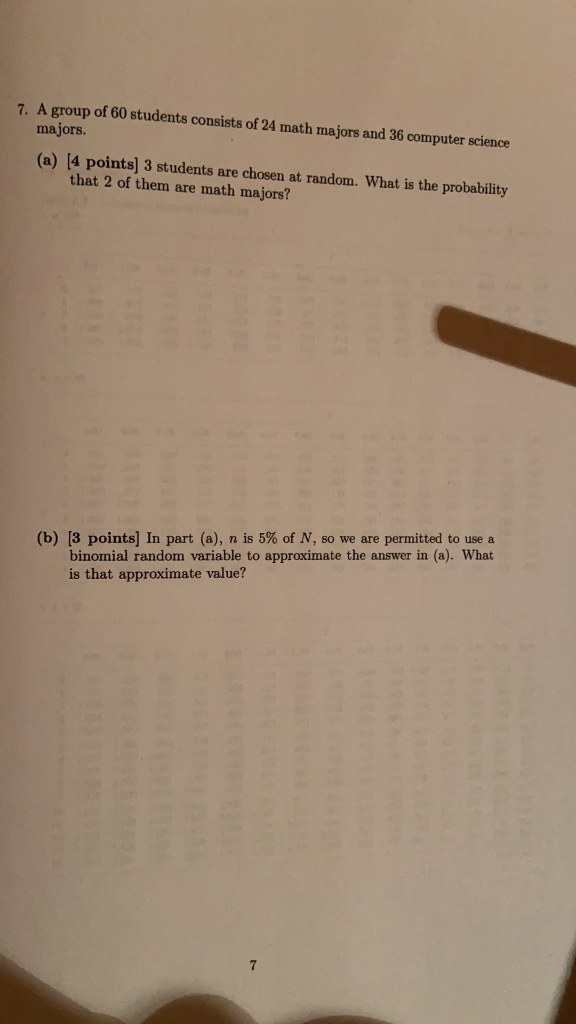 Solved 7. A group of 60 students consists of 24 math majors | Chegg.com