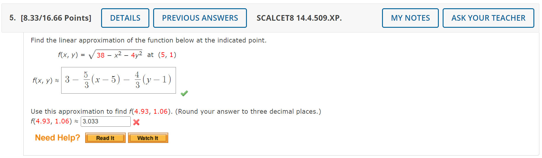 Solved 5. [8.33/16.66 Points] DETAILS PREVIOUS ANSWERS | Chegg.com