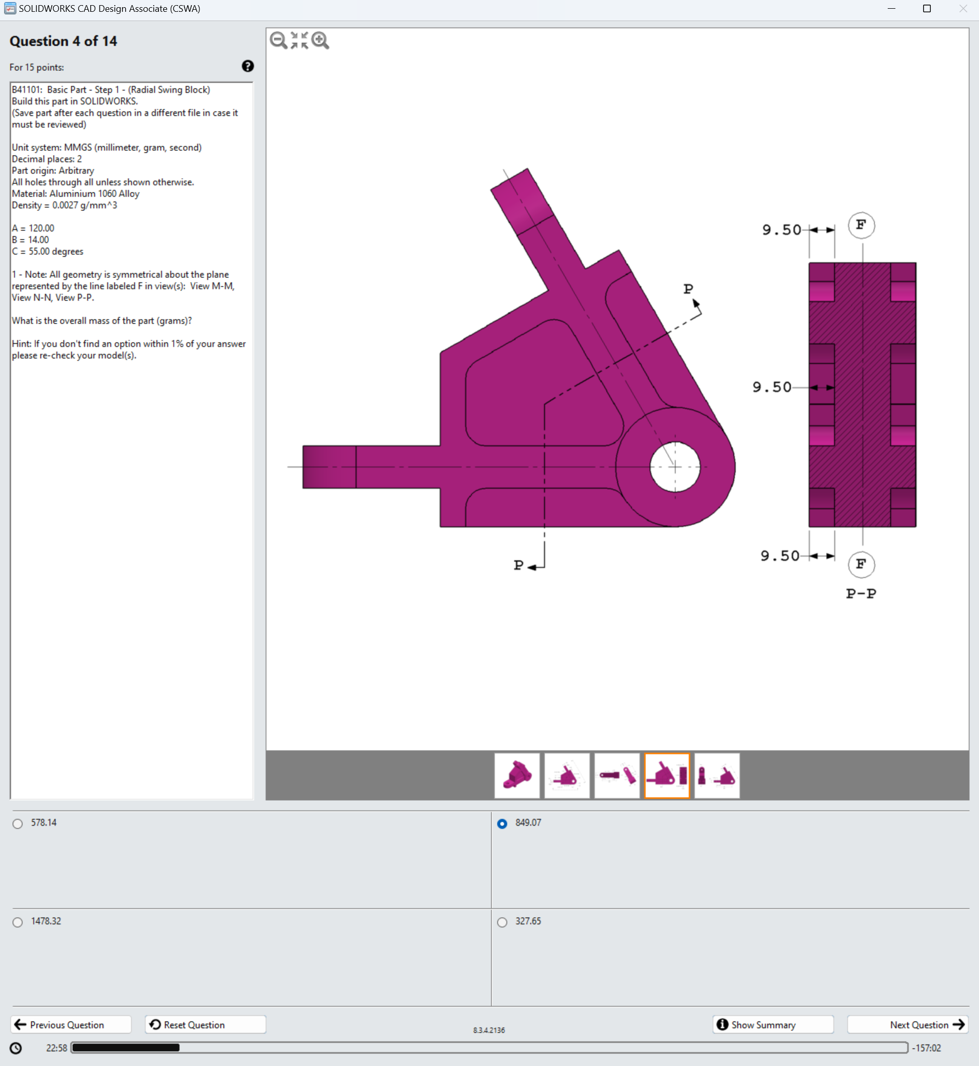 Solved SOLIDWORKS CAD Design Associate (CSWA)Question | Chegg.com