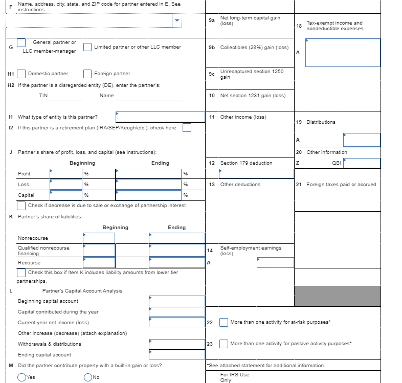 G Check applicable boxes: H Check accounting method: | Chegg.com