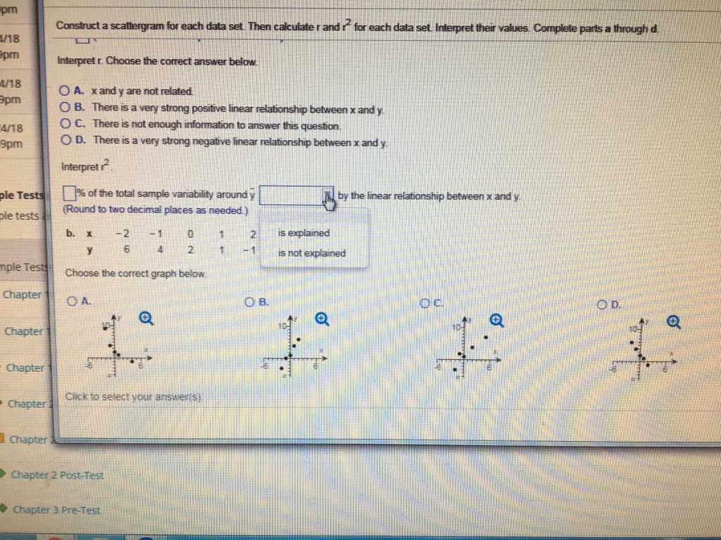 Solved Construct a scattergram for each data set Then | Chegg.com