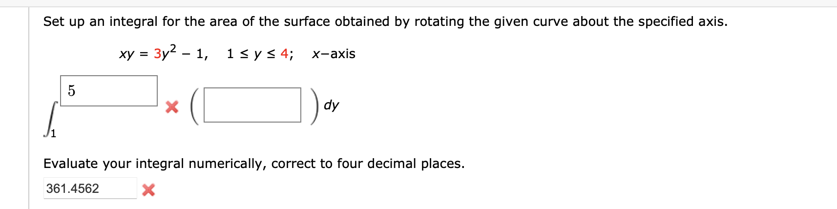 Solved Set up an integral for the area of the surface | Chegg.com