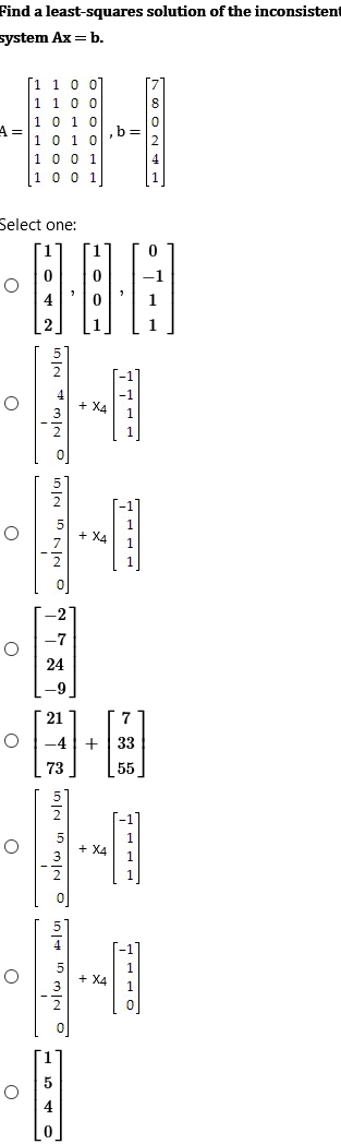 Solved Find a least-squares solution of the inconsistent | Chegg.com