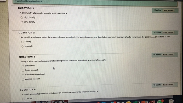 Solved auestion Completion Status: QUESTION 1 10 points Save | Chegg.com