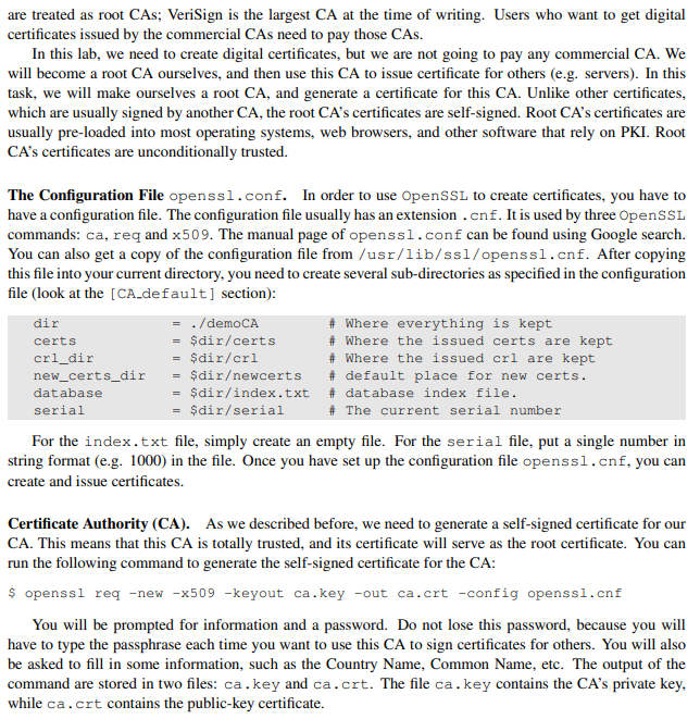 Solved 2.1 Task 1: Becoming a Certificate Authority (CA) A | Chegg.com