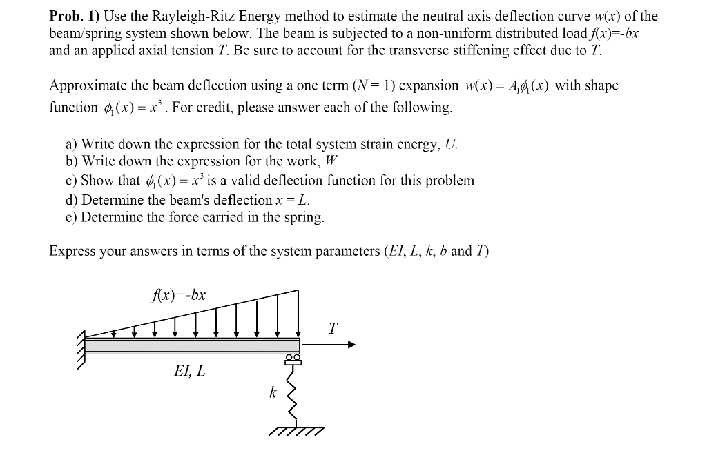 Solved Prob. 1) Use the Rayleigh-Ritz Energy method to | Chegg.com