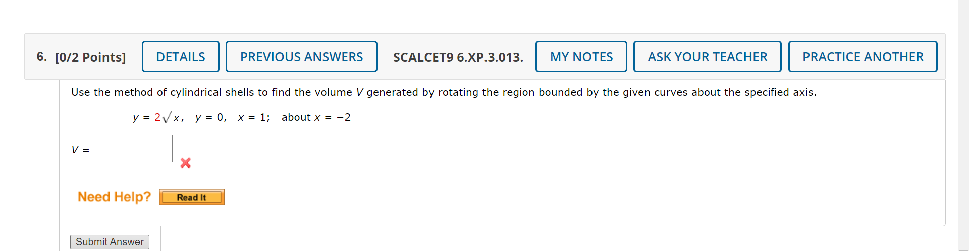 Solved 6. [0/2 Points] DETAILS PREVIOUS ANSWERS SCALCET9 | Chegg.com