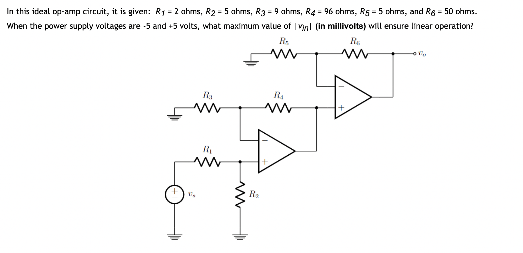 Solved In this ideal op-amp circuit, it is given: R1=2 ohms, | Chegg.com