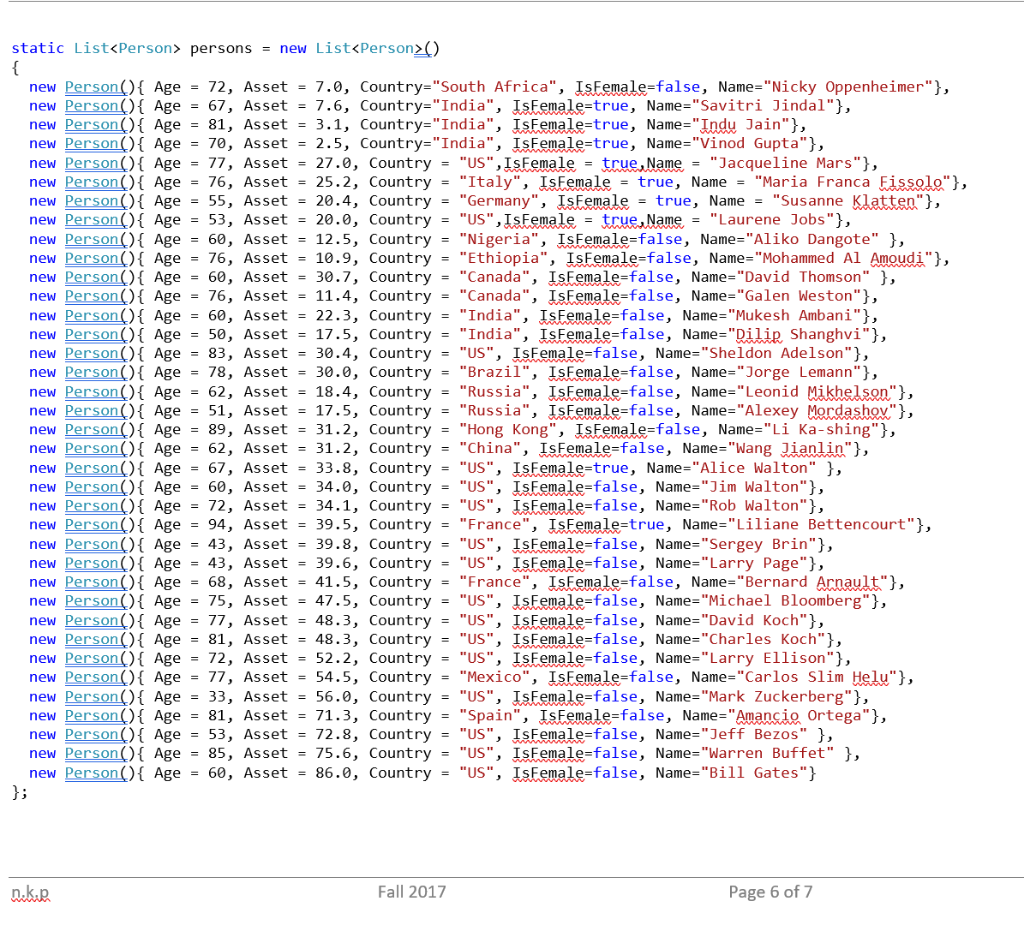 Solved Programming III LINQ: Select, filter, order | Chegg.com