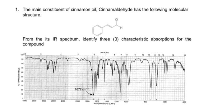 Solved 1. The main constituent of cinnamon oil, | Chegg.com
