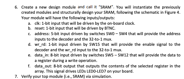 Assignment: You are to implement an 8-bit SRAM that | Chegg.com
