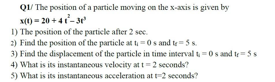 Solved Q1/ The position of a particle moving on the x-axis | Chegg.com