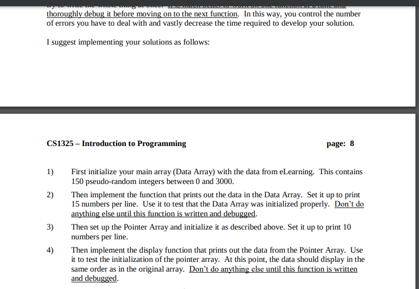 Solved Sometimes we're given an array of data that we need | Chegg.com