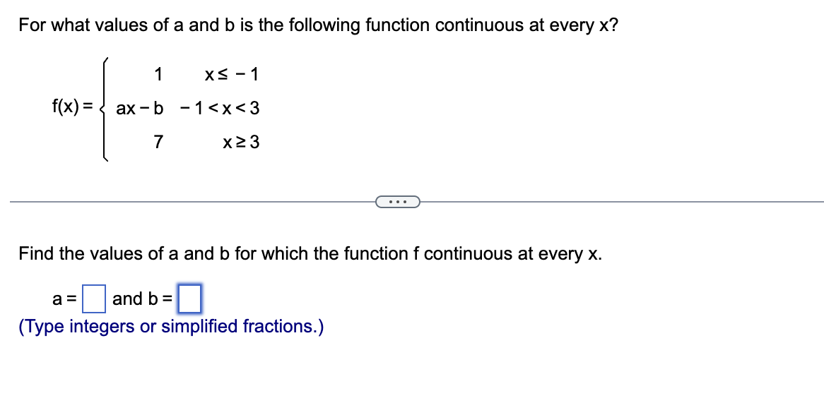 Solved For What Values Of A And B Is The Following Function