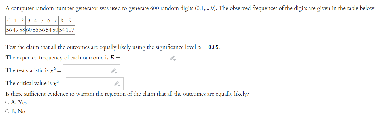 Solved A computer random number generator was used to | Chegg.com
