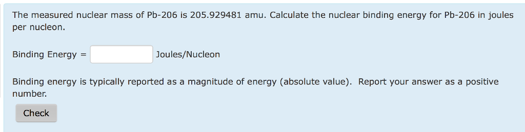 Solved The measured nuclear mass of Pb-206 is 205.929481 | Chegg.com