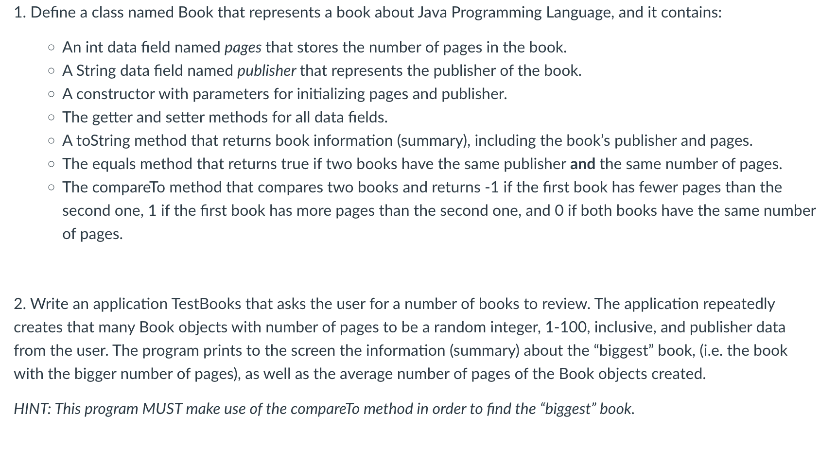 Solved 1 Define A Class Named Book That Represents A Book 