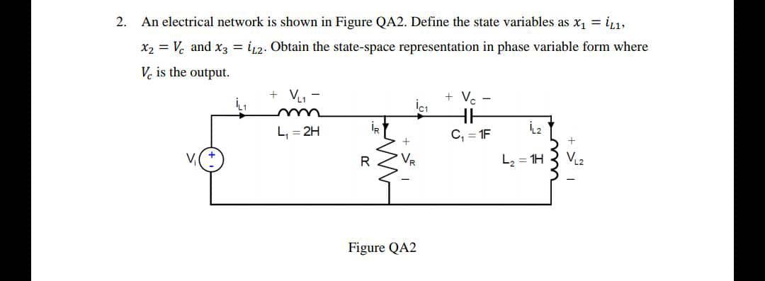 Solved 2. An electrical network is shown in Figure QA2. | Chegg.com