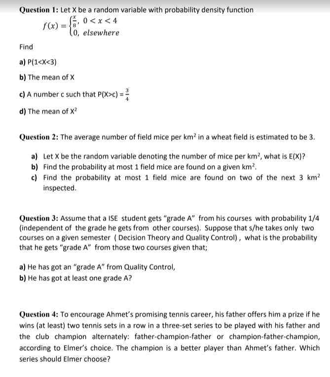 Solved Question 1: Let X be a random variable with | Chegg.com