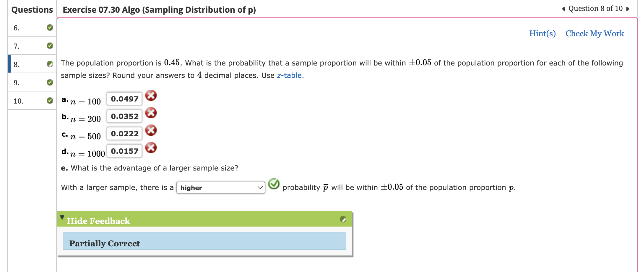 Solved Exercise 07.30 Algo (Sampling Distribution of p ) - | Chegg.com