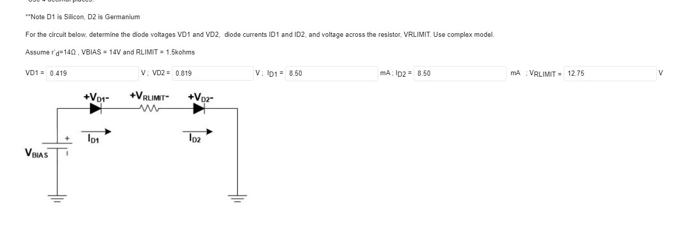Solved For the circuit below, determine the diode voltages | Chegg.com
