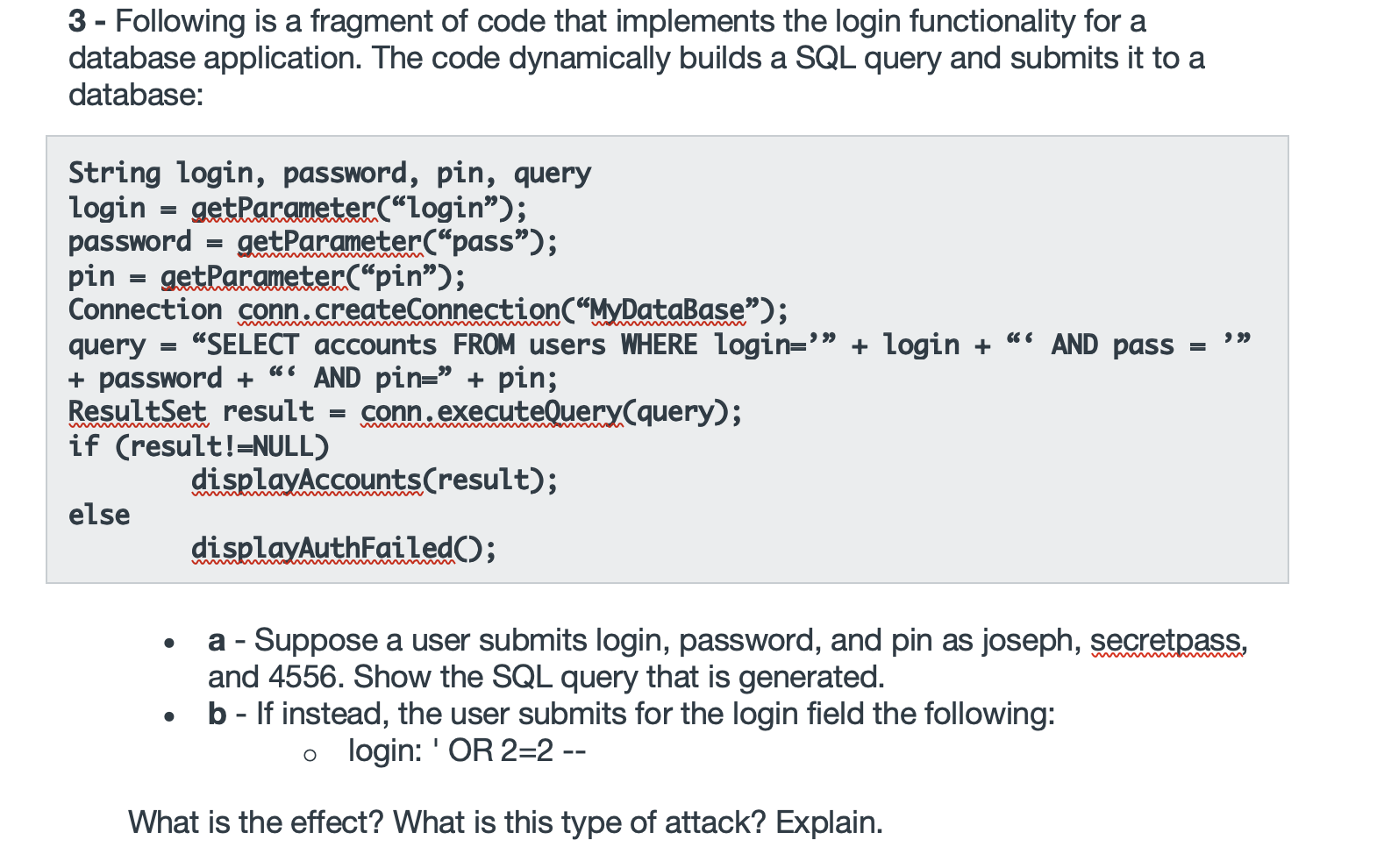 Solved 3 - Following is a fragment of code that implements | Chegg.com