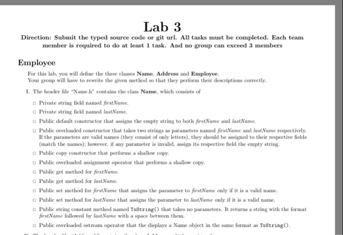 Lab 3 Direction: Submit the typed source code or git | Chegg.com