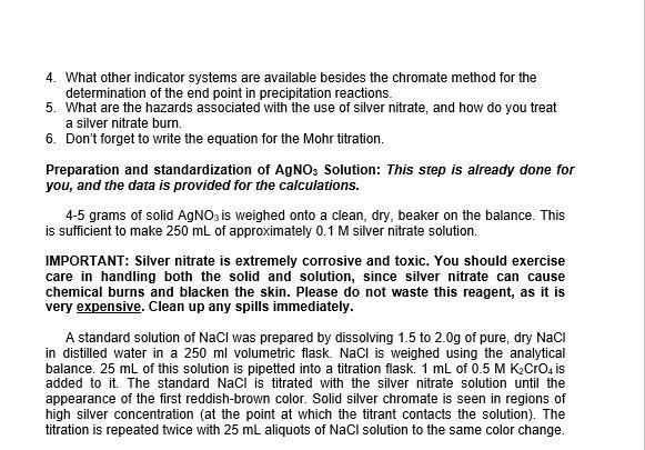 Solved Introduction The Mohr method is used in the | Chegg.com