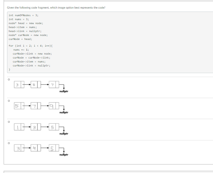 Solved Which of the following code fragments represents the | Chegg.com