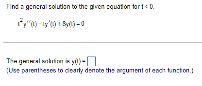 Solved Find a general solution to the given equation for | Chegg.com