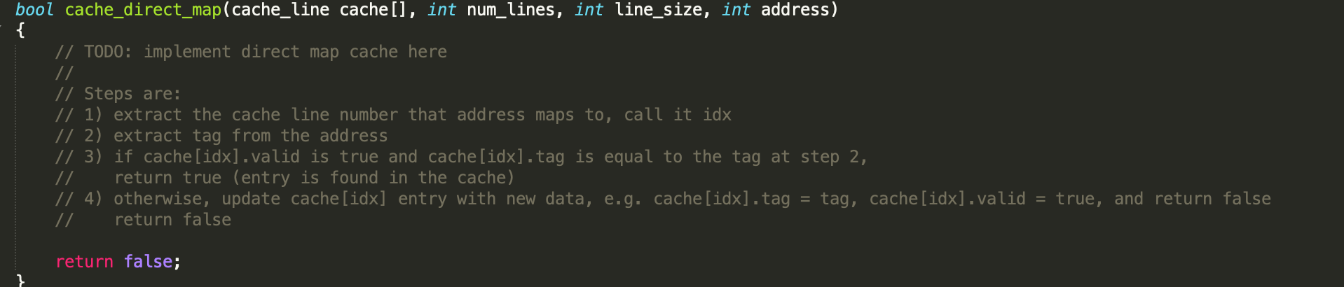 Solved Implement cache_direct_map() function such that it | Chegg.com