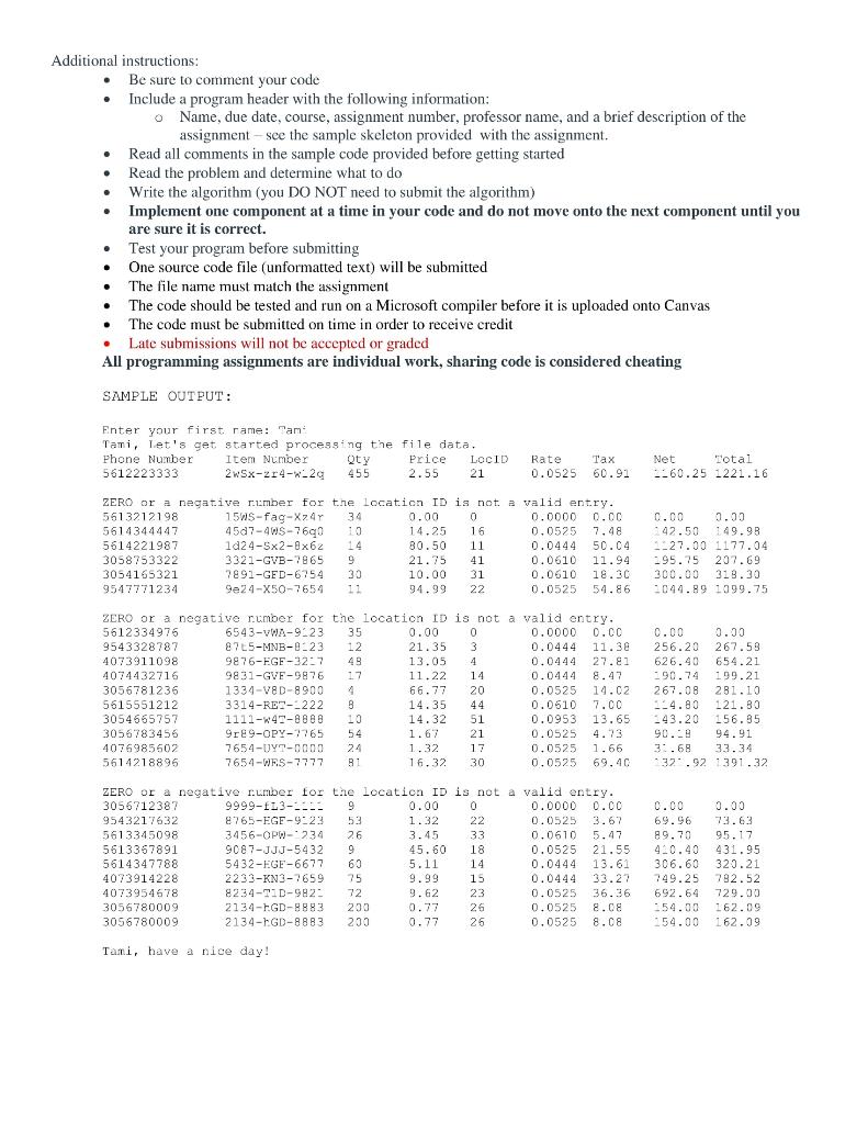 Solved COP 3014 – program 4 – order calculator with a file | Chegg.com