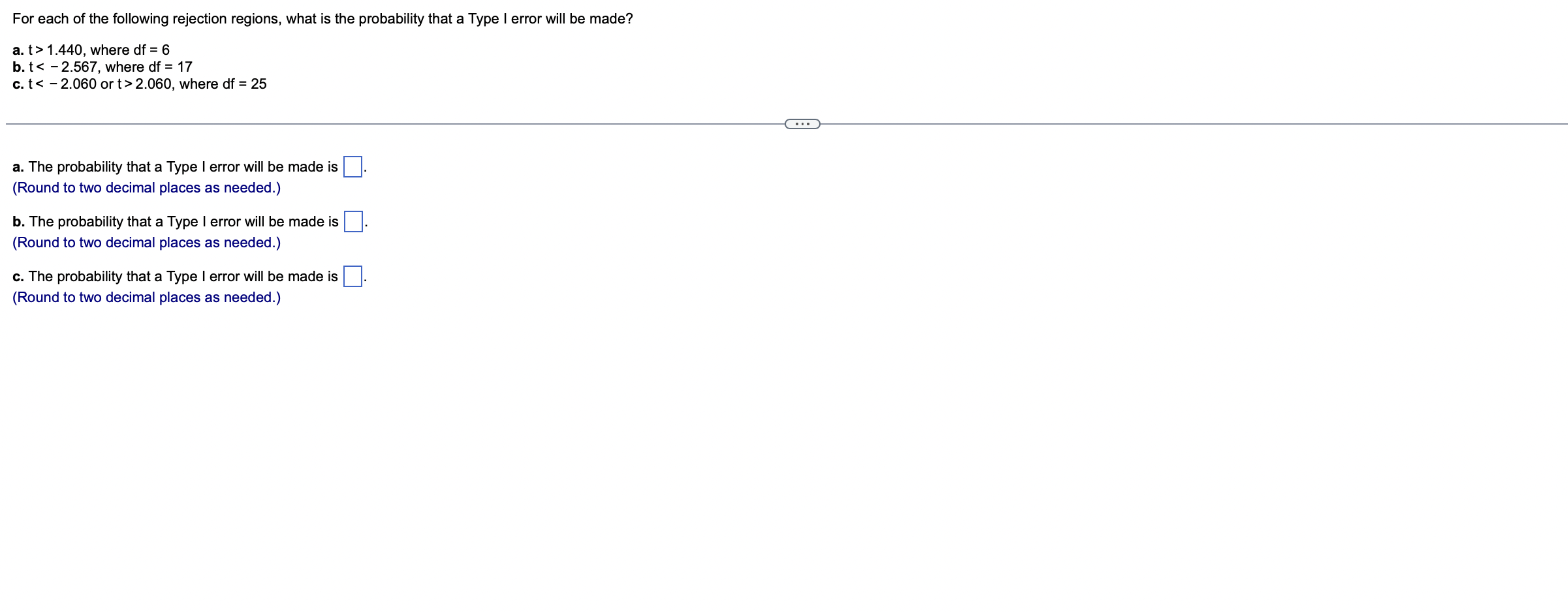 Solved For each of the following rejection regions, what is | Chegg.com