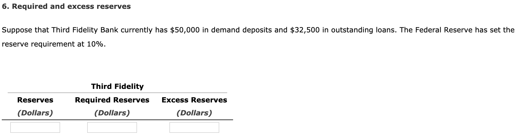 Solved 6. Required and excess reserves Suppose that Third | Chegg.com