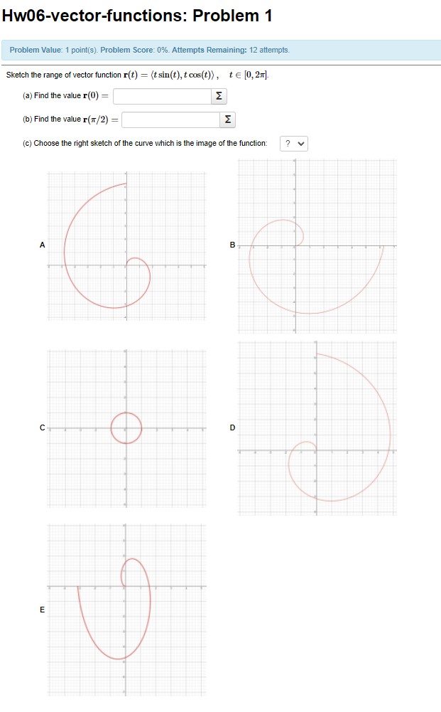 Solved Hw06 Vector Functions Problem 1 Problem Value 1 