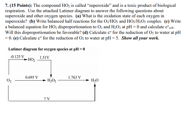 Solved 7. (15 Points): The compound HO2 is called | Chegg.com