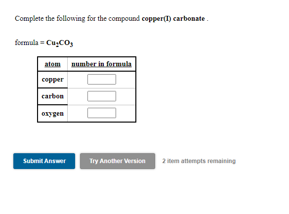 Solved Complete the following for the compound copper(I) | Chegg.com