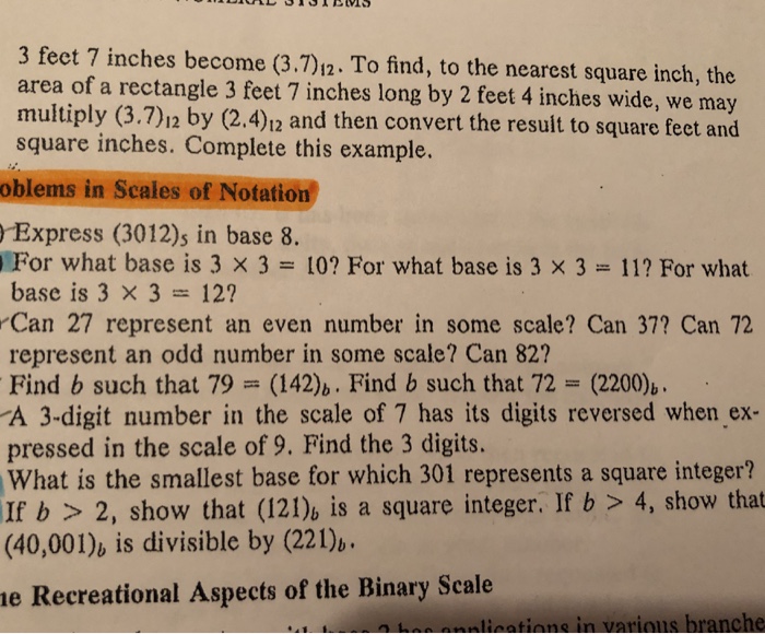 Solved 3 fect 7 inches become (3.7)12. To find, to the | Chegg.com