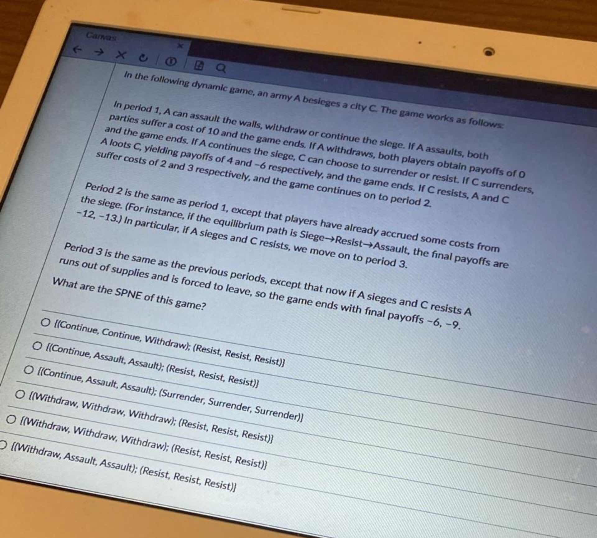 Solved In the following dynamic game, an army A besicges a | Chegg.com