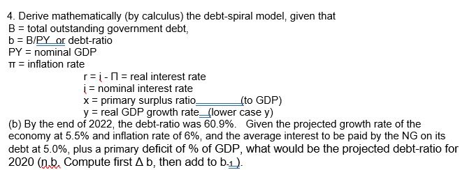 Solved Derive mathematically (by calculus) ﻿the debt-spiral | Chegg.com