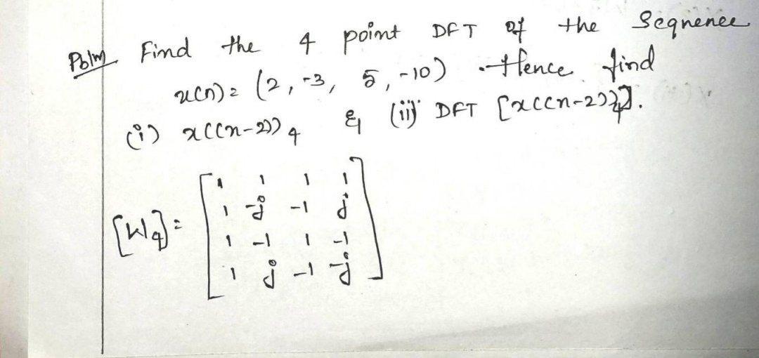 Solved Poln Find the 4 point DFT of the sequence ucn)2 | Chegg.com